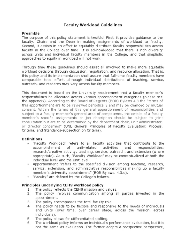 Faculty Workload Guidelines | PDF | Thesis | Graduate School
