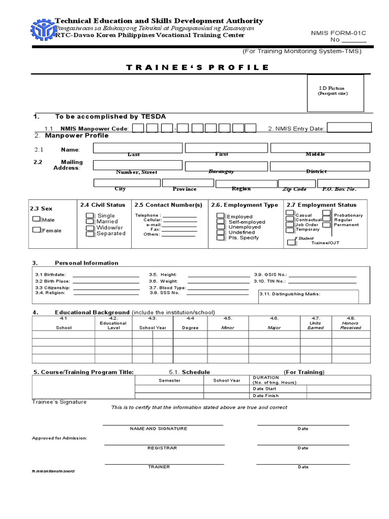 Trainee Profile Information Sheet | PDF | Sports & Recreation | Social ...