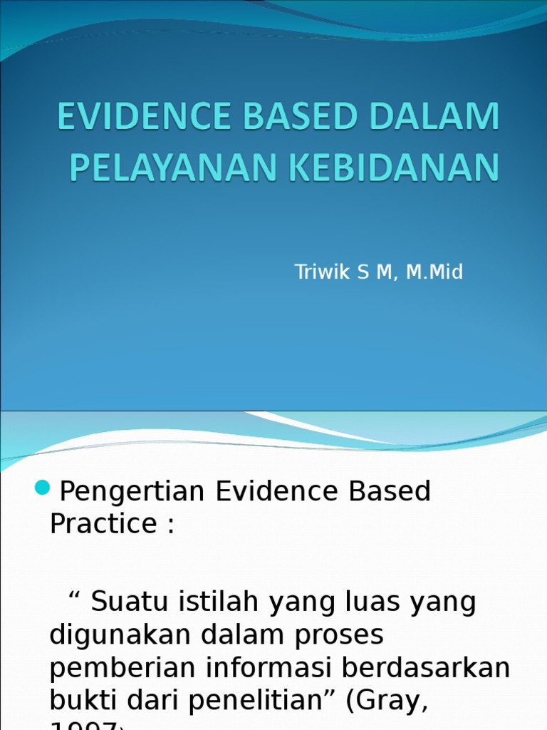 Evidence Based Dalam Pelayanan Kebidanan | PDF