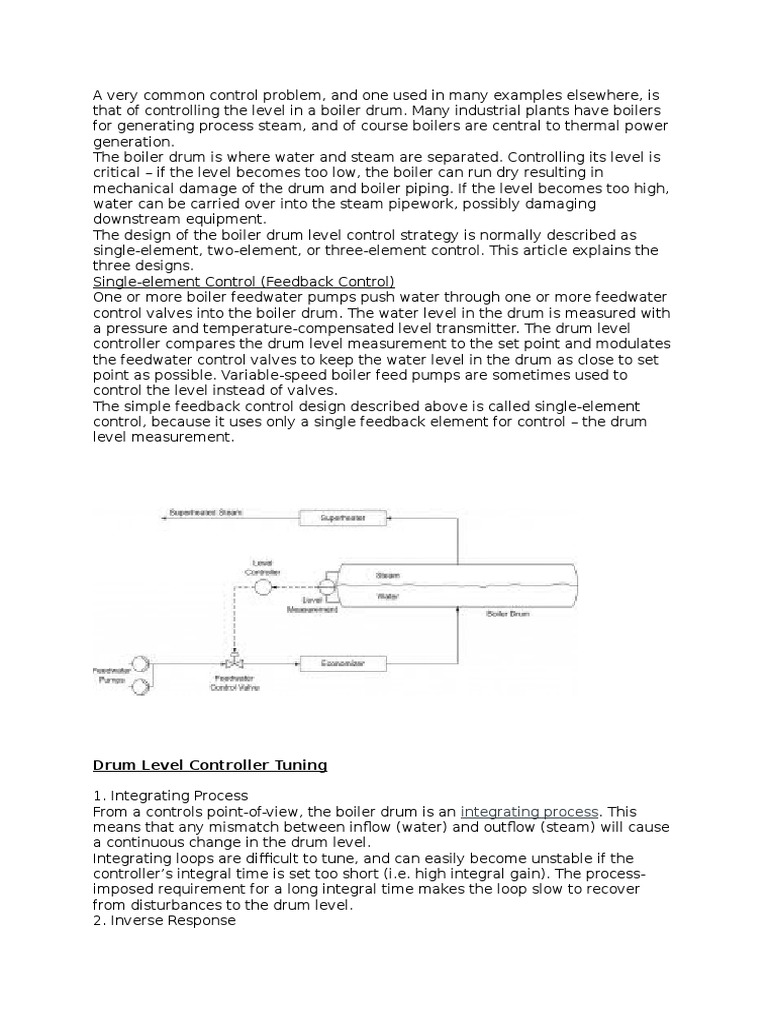 Boiler Drum Level Control: A Comparison of Single-Element, Two-Element ...