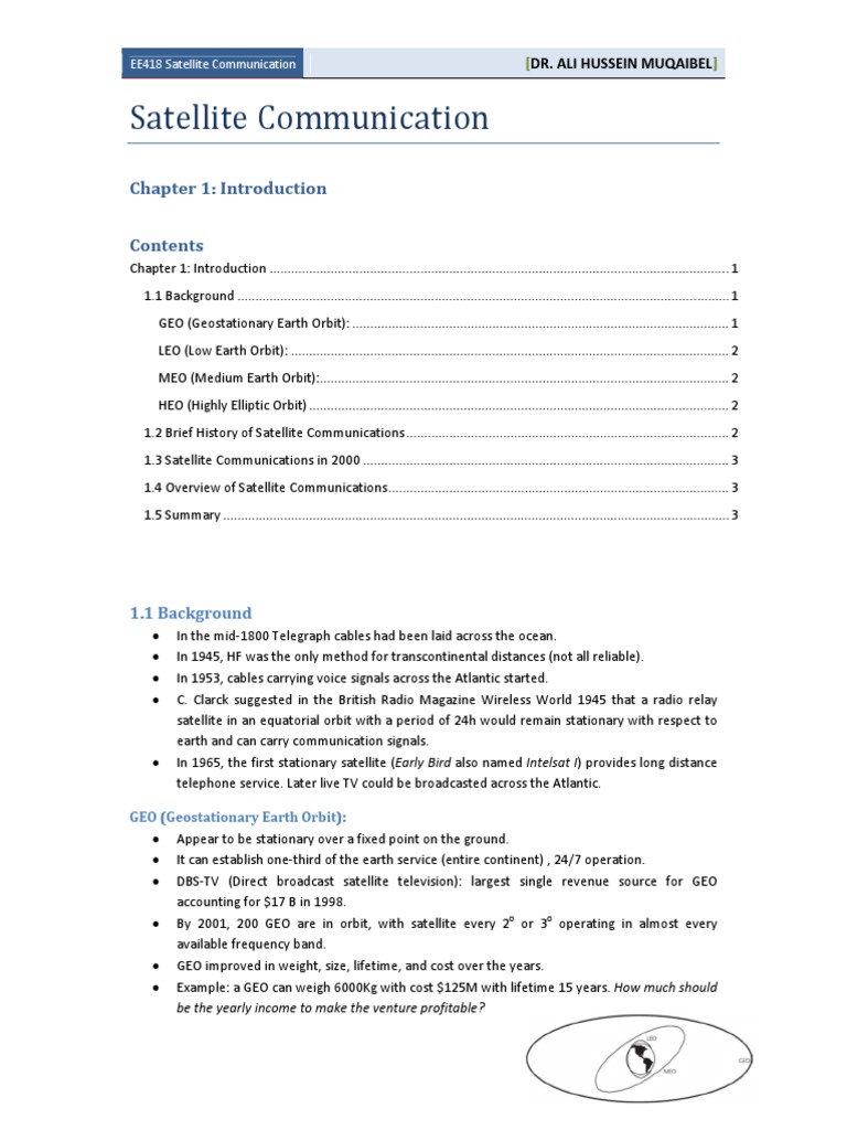 1 Introduction To Satellite Communication | Download Free PDF ...
