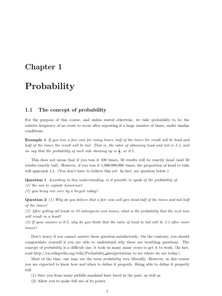 Probability: 1.1 The Concept of Probability | PDF | Probability ...