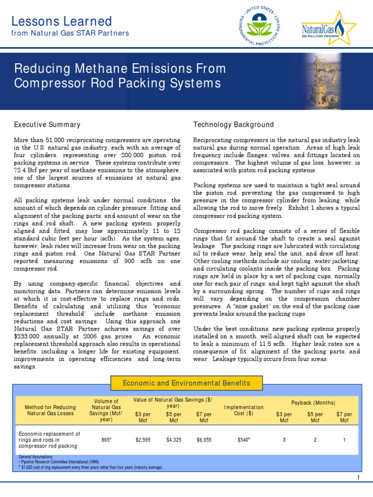 Reducing Methane Emissions From Compressor Rod Packing Systems | PDF ...