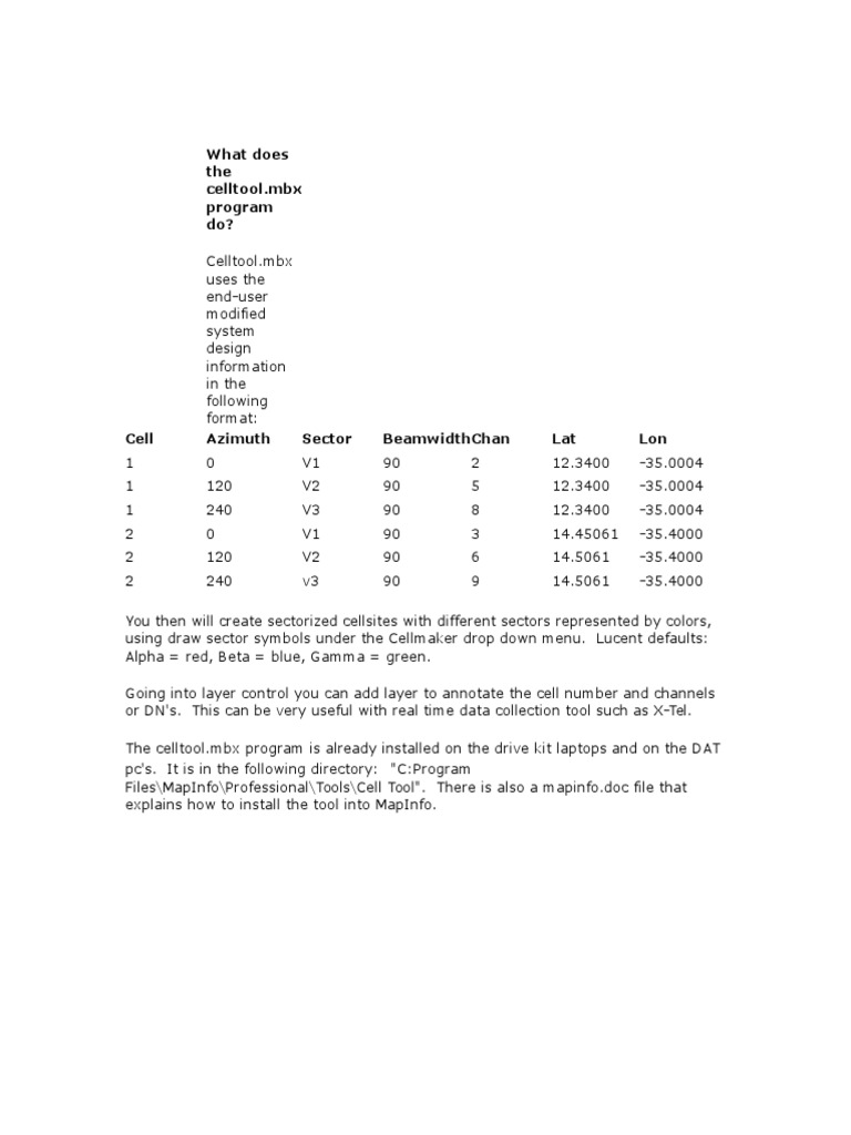 Overview of Celltool.mbx Functionality | PDF