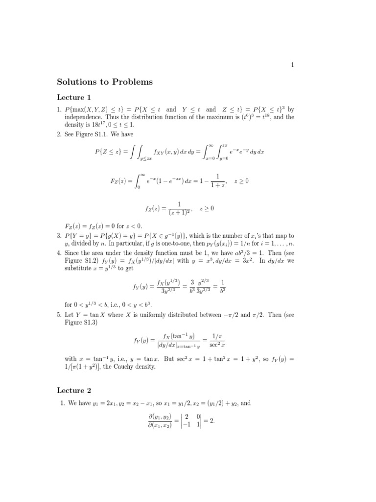 Solutions to Problems in Probability Distributions and Convergence Theorems | PDF | Type I And ...