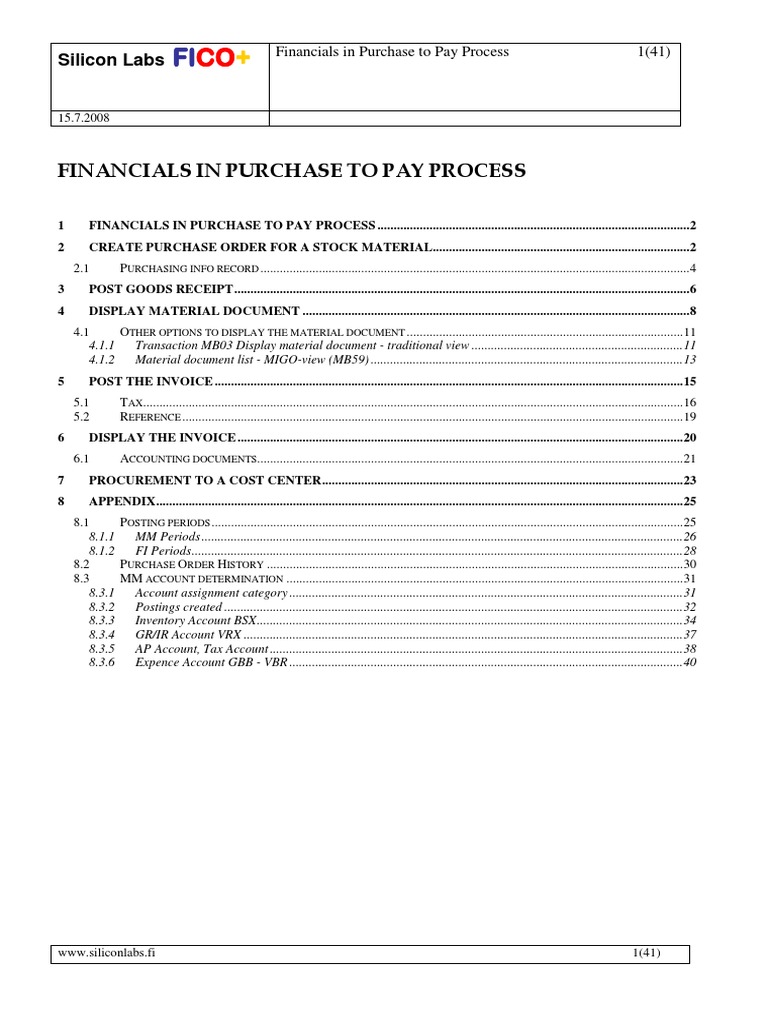 Procure To Pay Process PDF | PDF | Accounts Payable | Invoice
