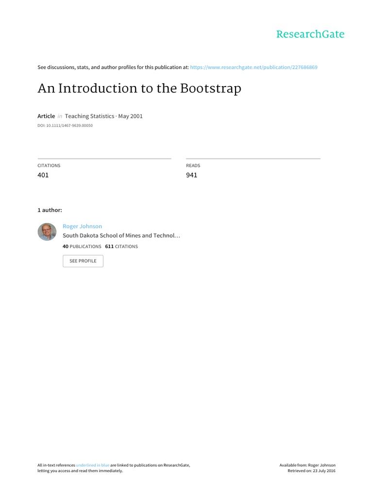 Bootstrap Methods for Standard Error | PDF | Bootstrapping (Statistics) | Standard Error