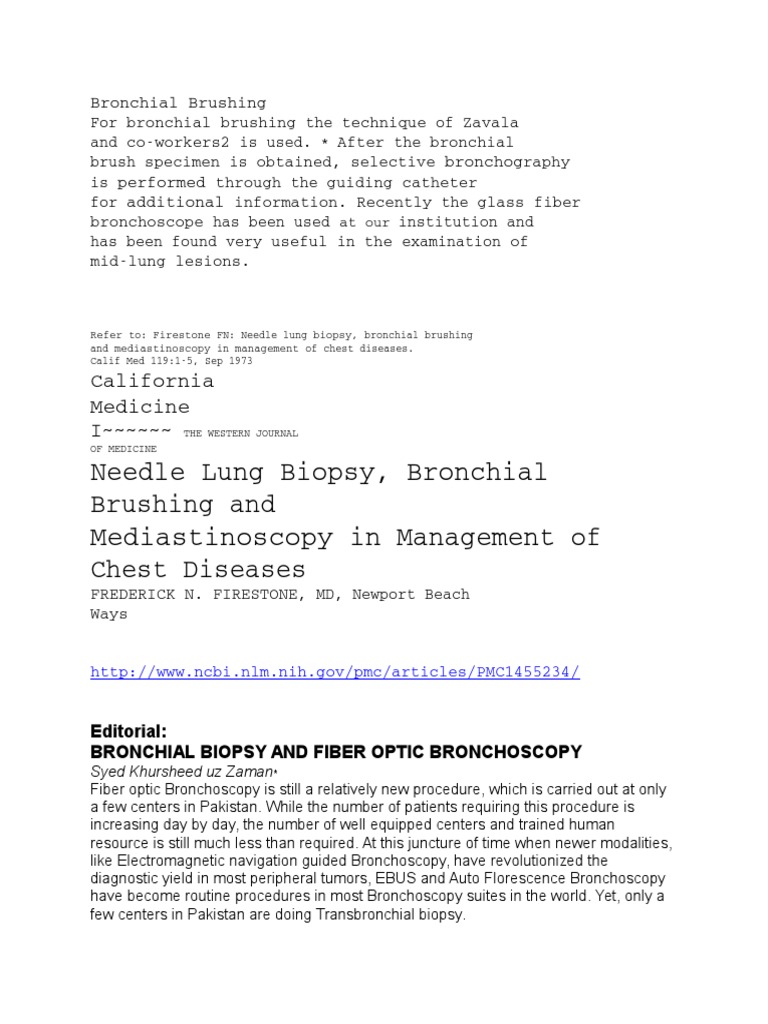 Bronchial Brushing Techniques and Insights | PDF