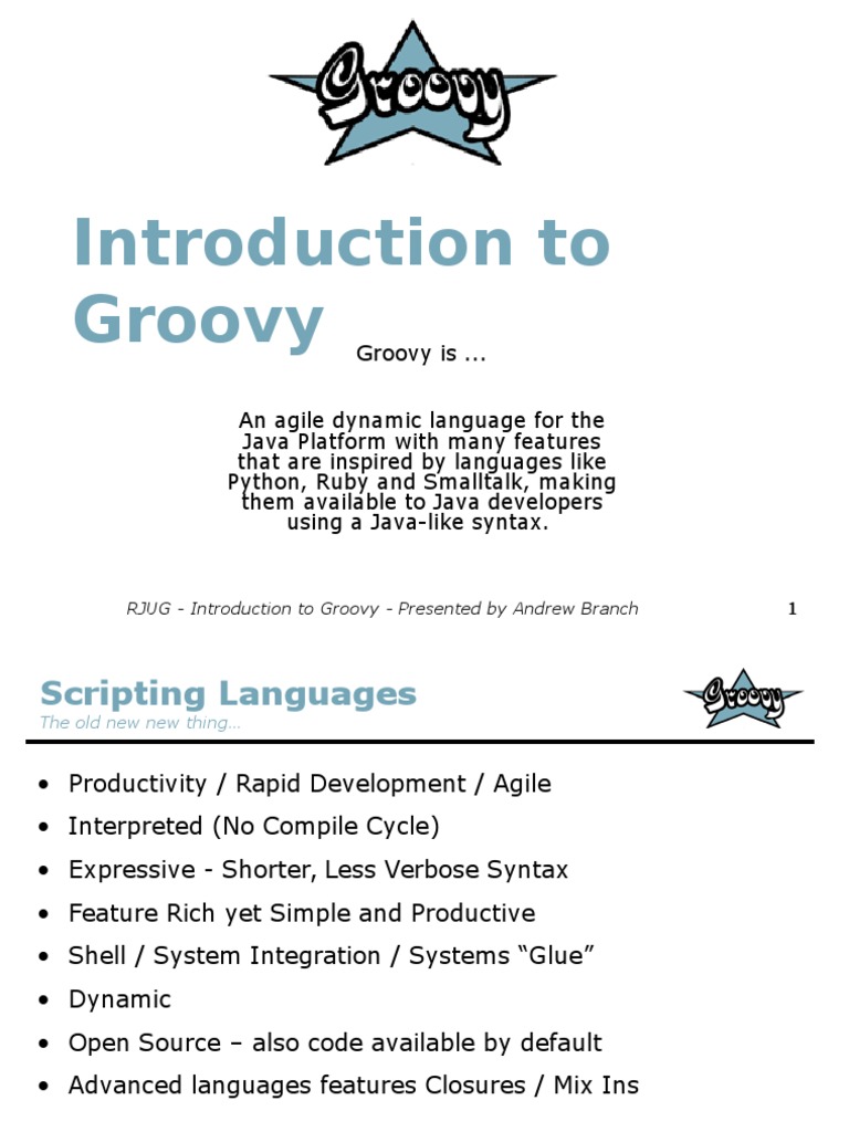 Introduction To Groovy Agile Dynamic Language For Java Pdf Method Computer Programming