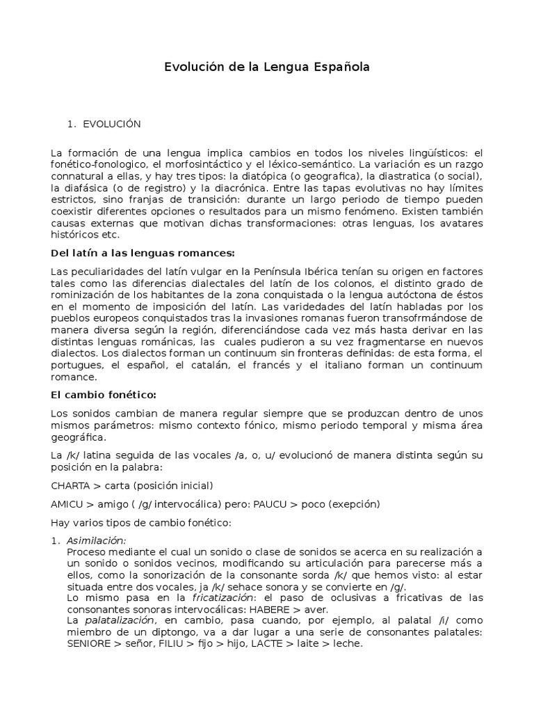 Evolución de La Lengua Española | PDF | latín | Al Andalus