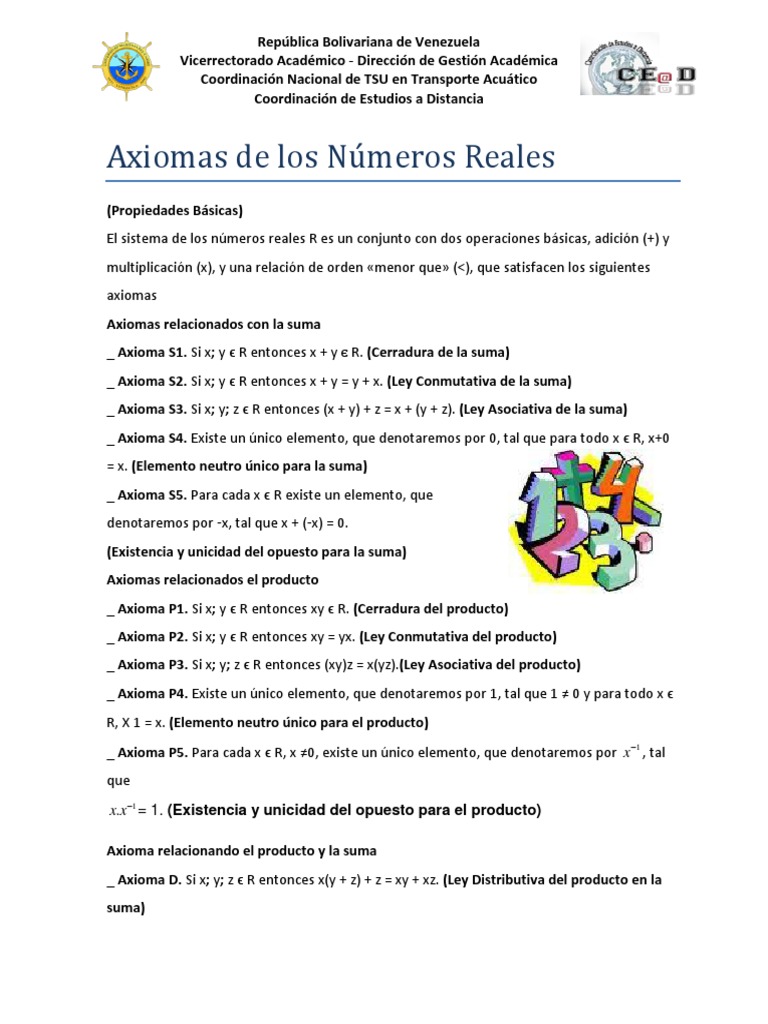 Axiomas de Los Numeros Reales | PDF