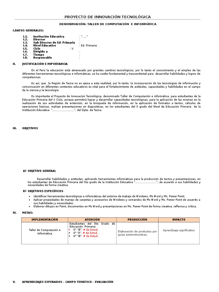 Taller de Computación para Primaria | PDF | Microsoft Office ...
