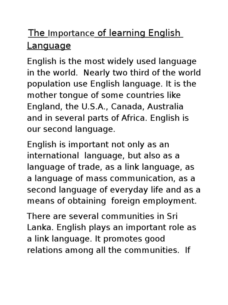 The of Learning English Language | PDF | English Language | Hobbies