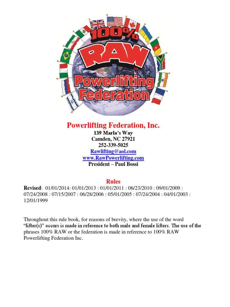 100 Raw General Rules 2014 Final-2 | PDF | T Shirt | Identity Document