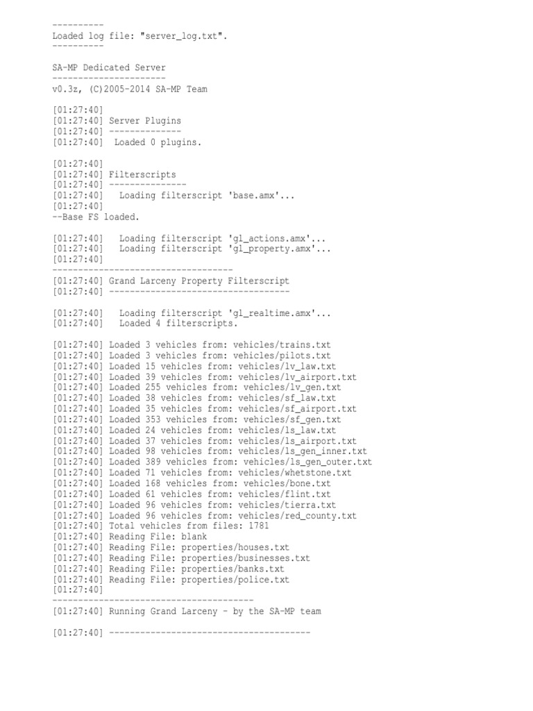 Server Log - SAMP - TOWNZHOST | PDF | Library (Computing) | Text File