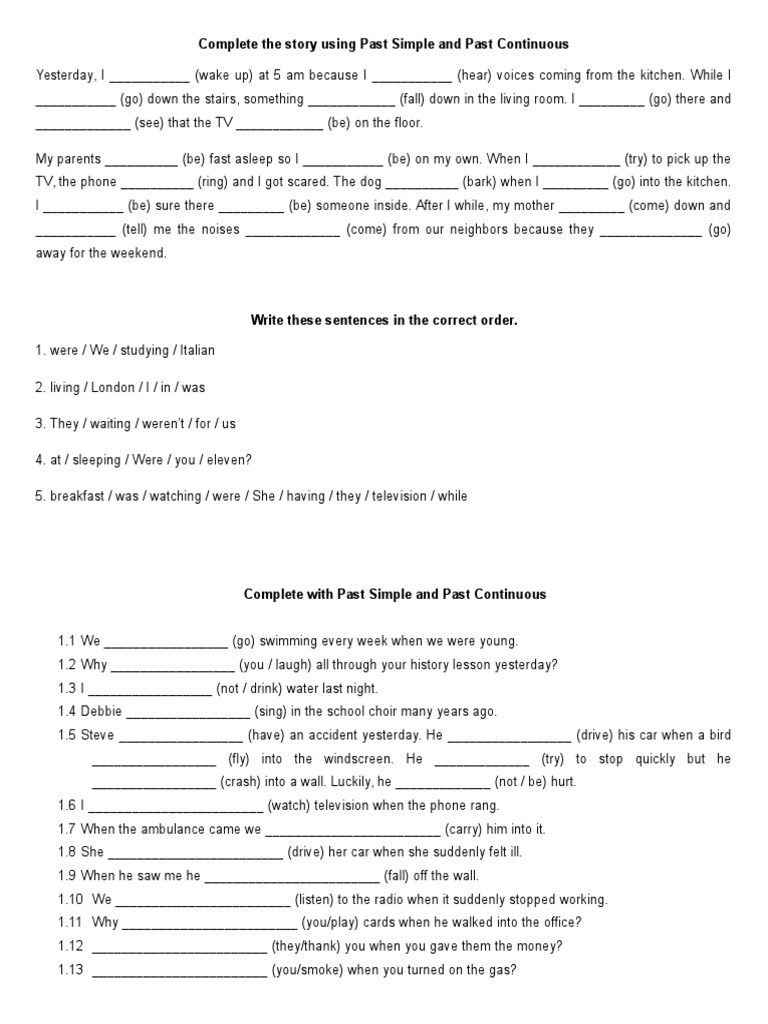 Complete The Story Using Past Simple and Past Continuous | PDF | Cinderella