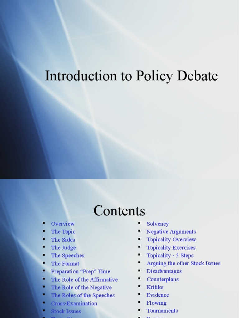 Introduction To Policy Debate | PDF | Political Communication | Public ...