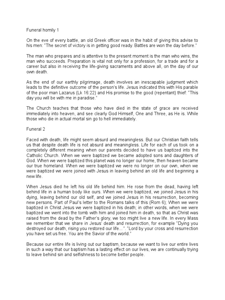 Funeral Homily 1 | Baptism | Resurrection Of Jesus