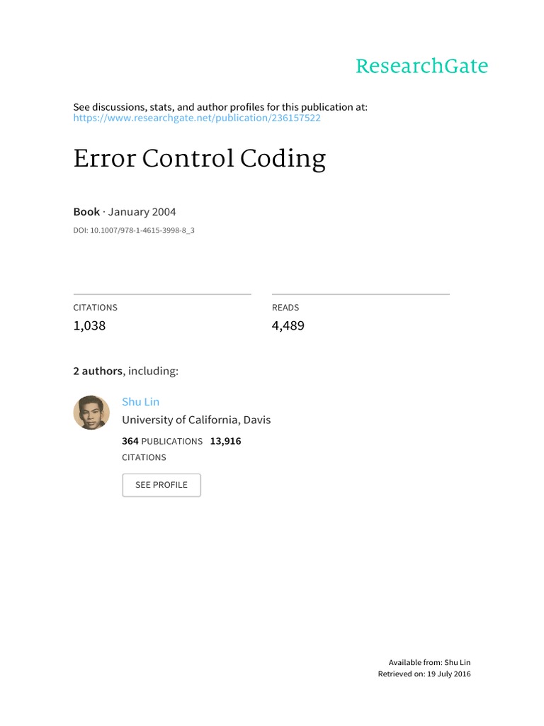 Error Control Coding Pdf Low Density Parity Check Code Forward