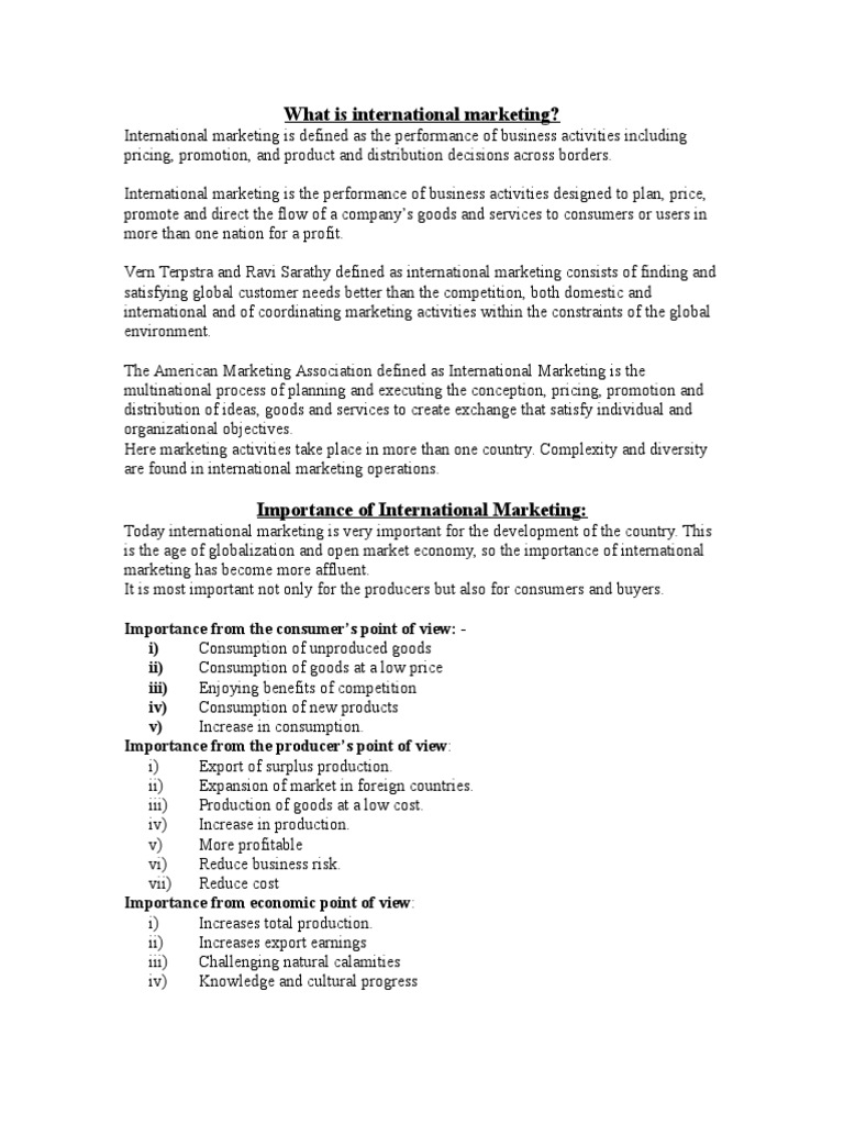 International Marketing | PDF | Marketing | Exports