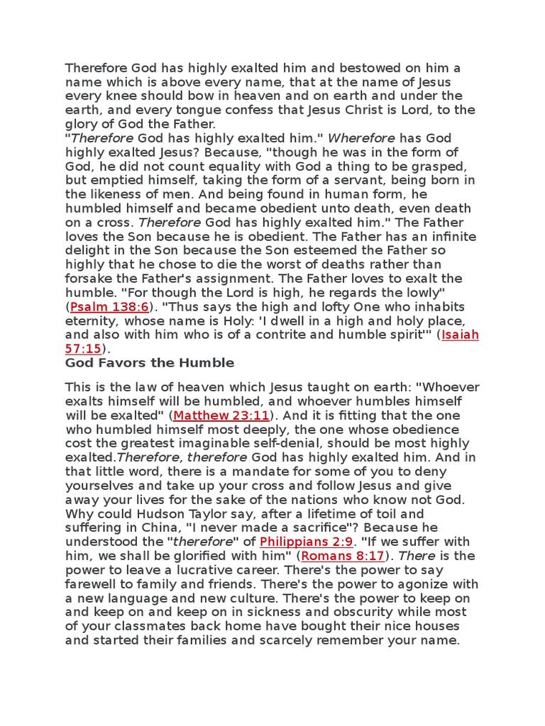 Therefore God Has Highly Exalted Him and Bestowed On Him A Name Which ...