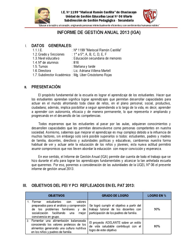 INFORME DE GESTIÓN ANUAL 2013.pdf | Compartir | Aprendizaje