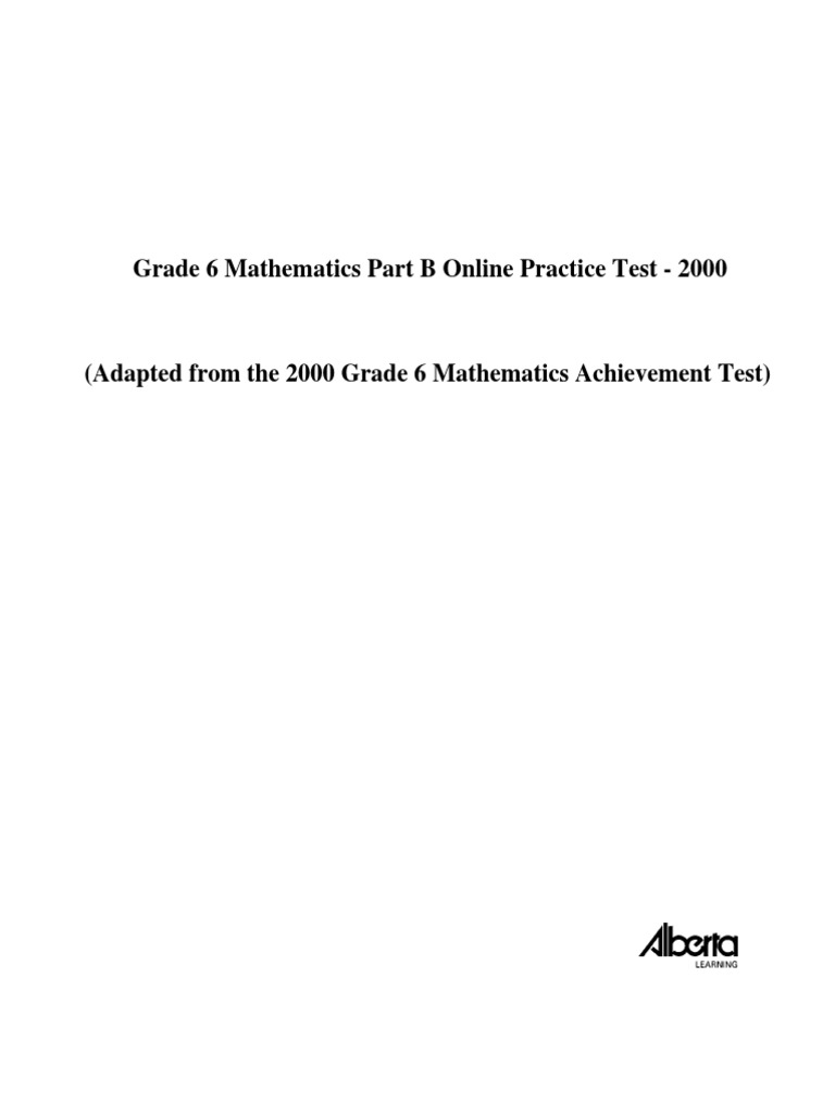 Grade 6 Mathematics Part B Online Practice Test - 2000 | PDF | Multiple ...