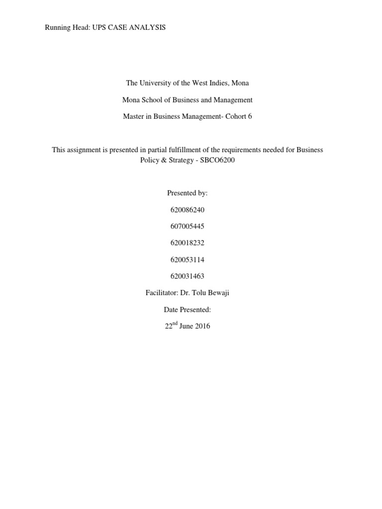 UPS Group Case Analysis - Group 2 PDF | PDF | United Parcel Service ...