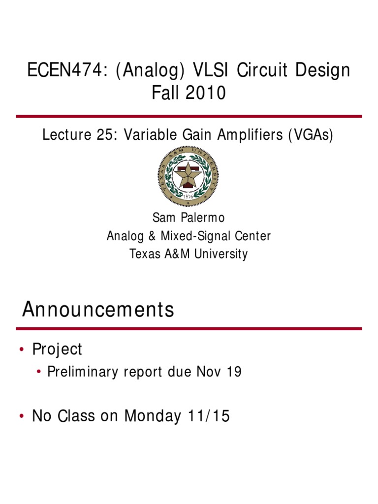 Lecture25 Ee474 Vgas | PDF | Amplifier | Computer Engineering