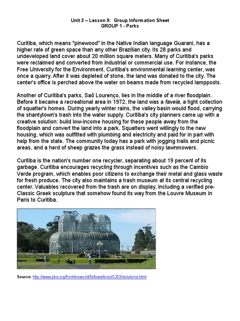 U3 l9 4 Group 1 - Parks Information Sheet | PDF | Social Science