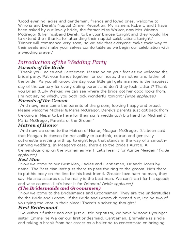 Sample Scripts Word | PDF | Wedding | Groomsman