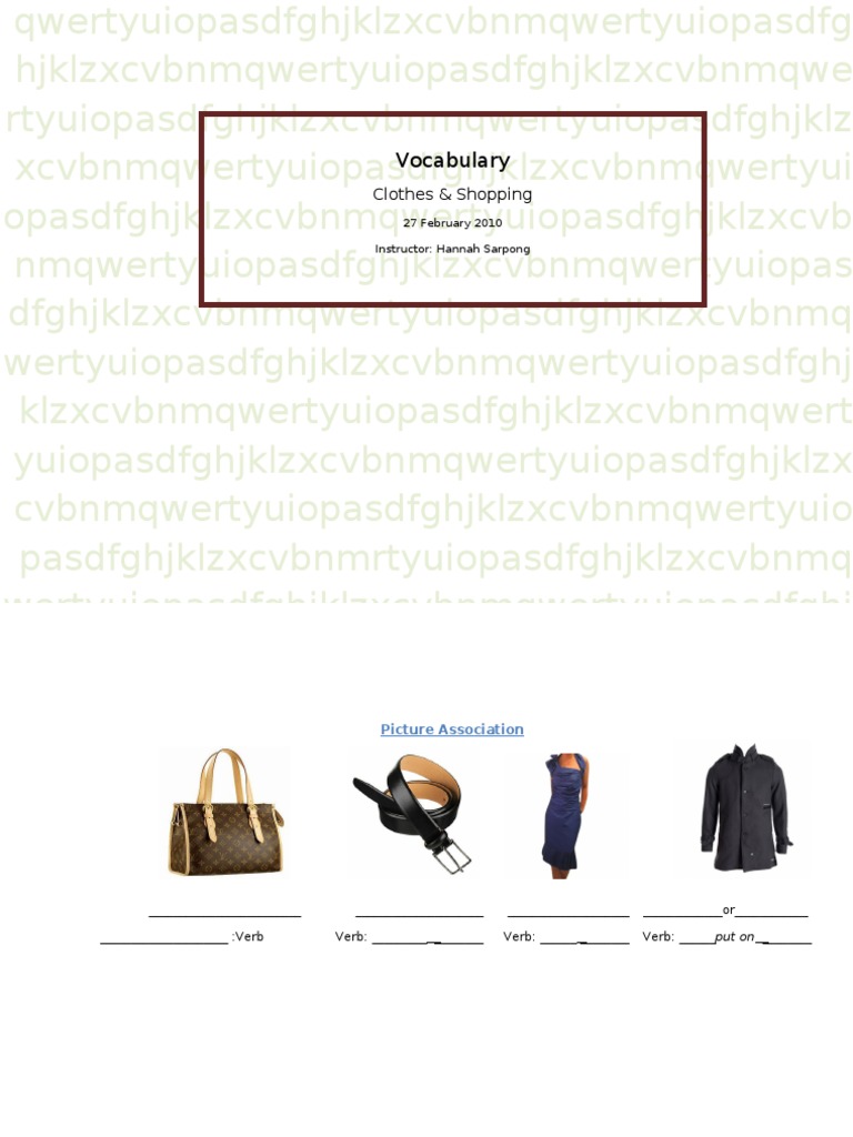 Vocabulary: Clothes & Shopping | PDF | Retail | Clothing