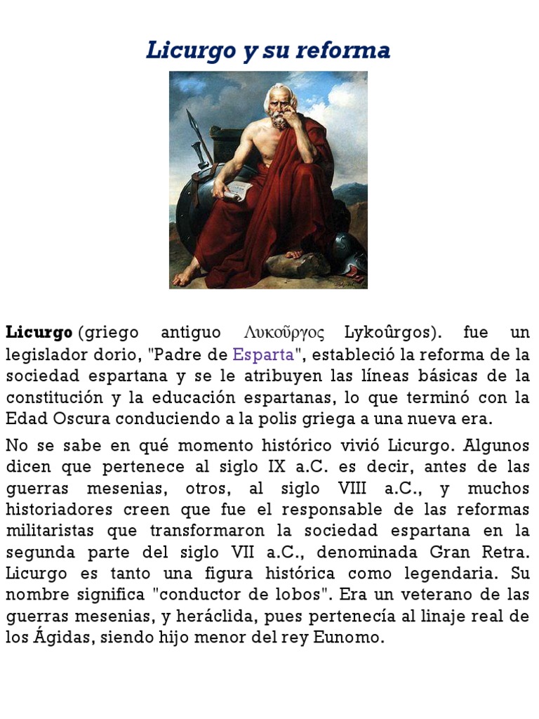 Licurgo y Su Reforma | PDF | Esparta | Antigua Grecia