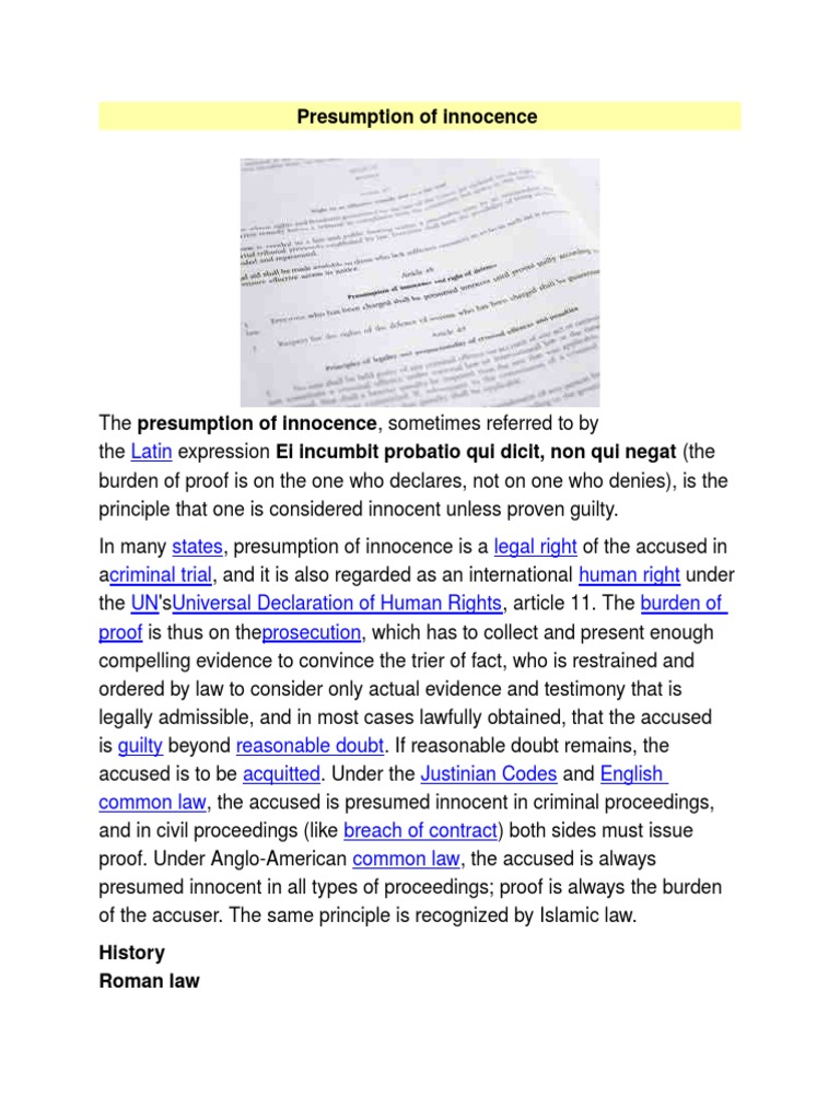 Presumption of Innocence | Presumption Of Innocence | Government ...