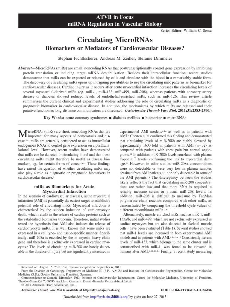 Arterioscler Thromb Vasc Biol 2011 Fichtlscherer 2383 90 | PDF ...