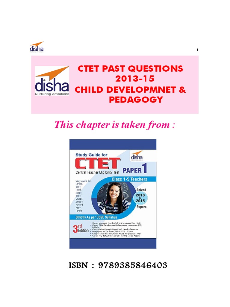 Disha Publication CTET Paper Child Development Pedagogy Past Questions ...