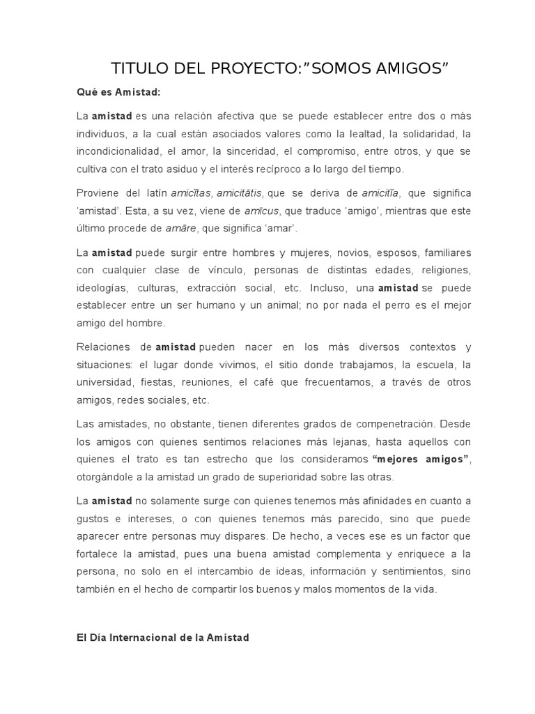 Taller "Somos Amigos" sobre Amistad | PDF | Amor | Science