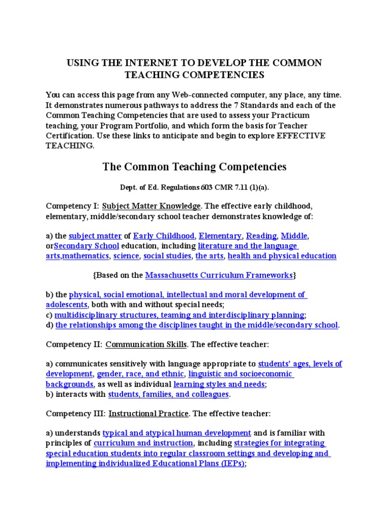 Common Teaching Competencies | Competence (Human Resources) | Teachers