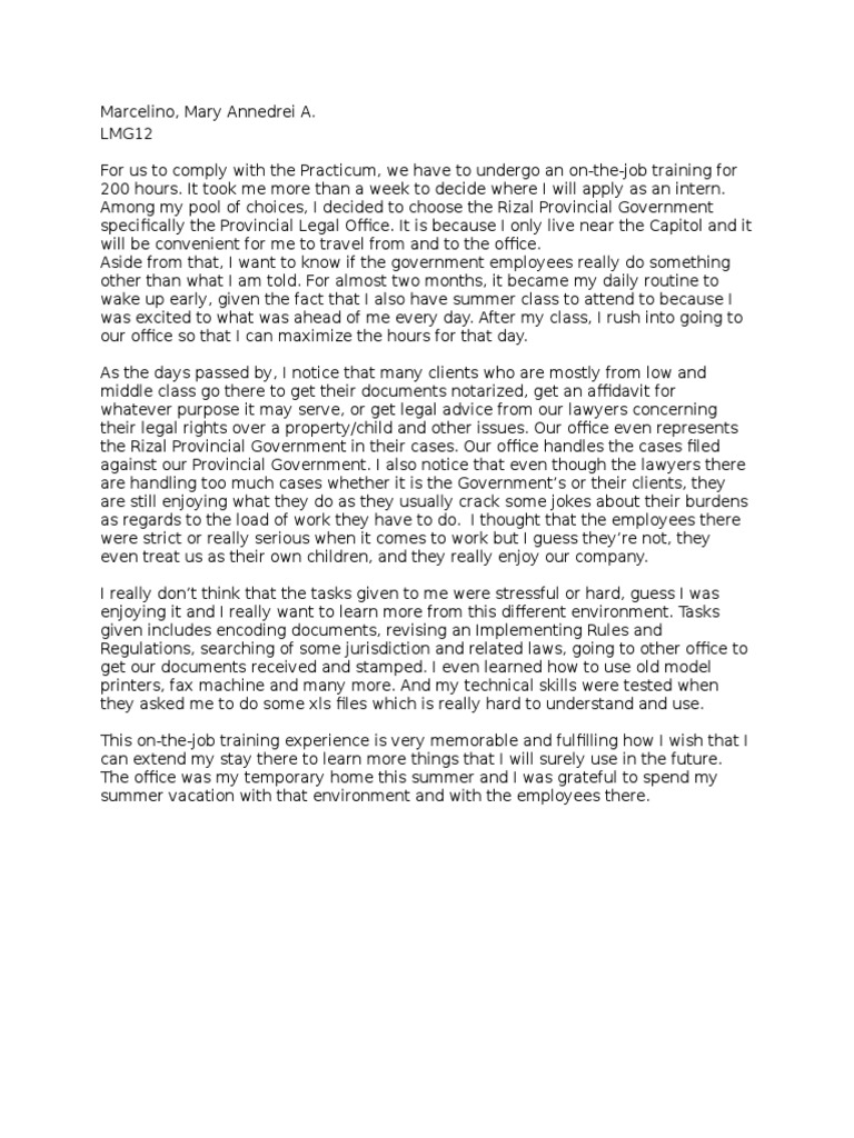 OJT ESSAY | Lawyer | Virtue