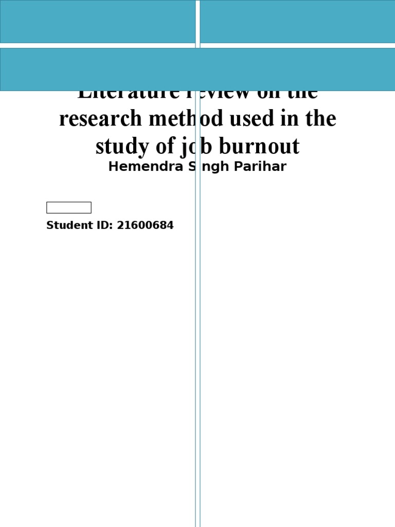Research Methodology Job Burnout | PDF | Survey Methodology ...