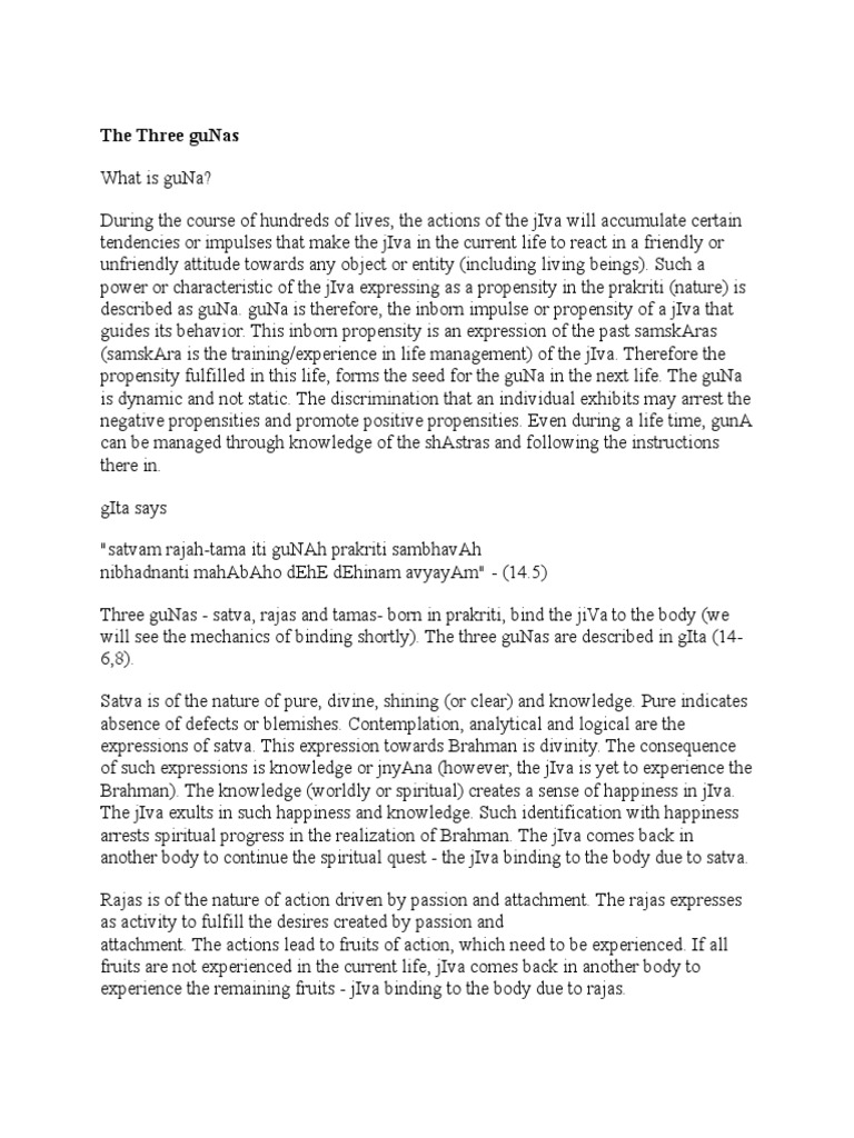 The Three Gunas Explained | PDF | Indian Religions | Hindu Philosophy