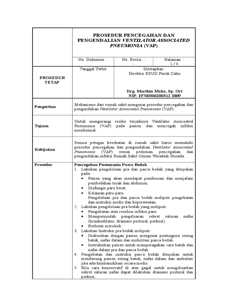 Spo Pencegahan Pneumonia (Vap) | PDF