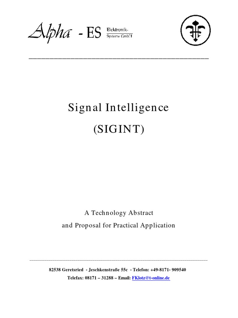 Signal Intelligence (Sigint) : A Technology Abstract and Proposal For ...