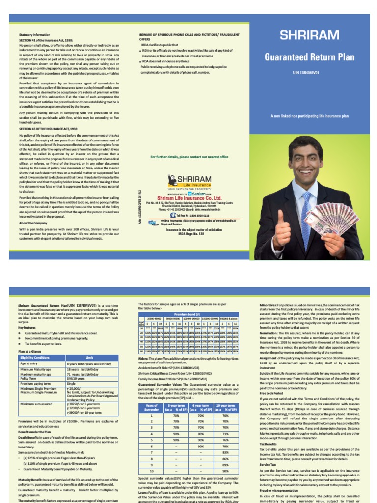 Guaranteed Return Plan | Download Free PDF | Insurance | Taxes