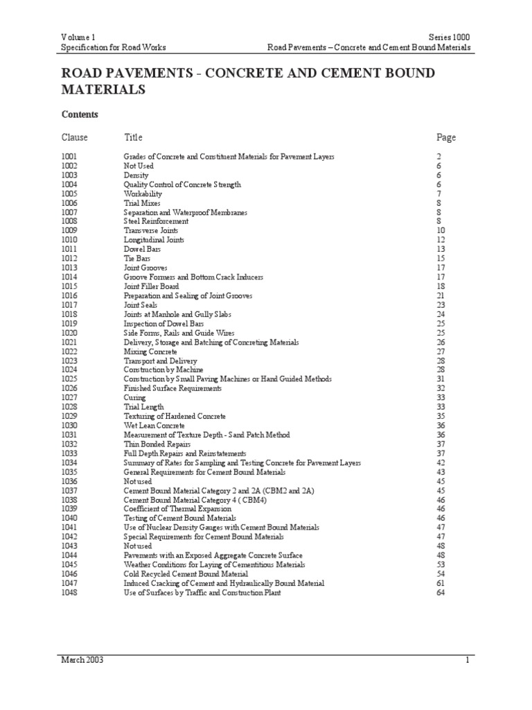 1000 - Road Pavements - Concrete and Cement Bound Materialâ | PDF ...