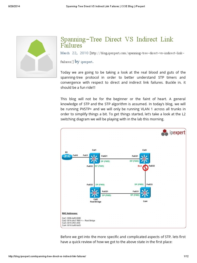Spanning-Tree Direct Vs Indirect Link Failures - Imp - CCIE Blog ...
