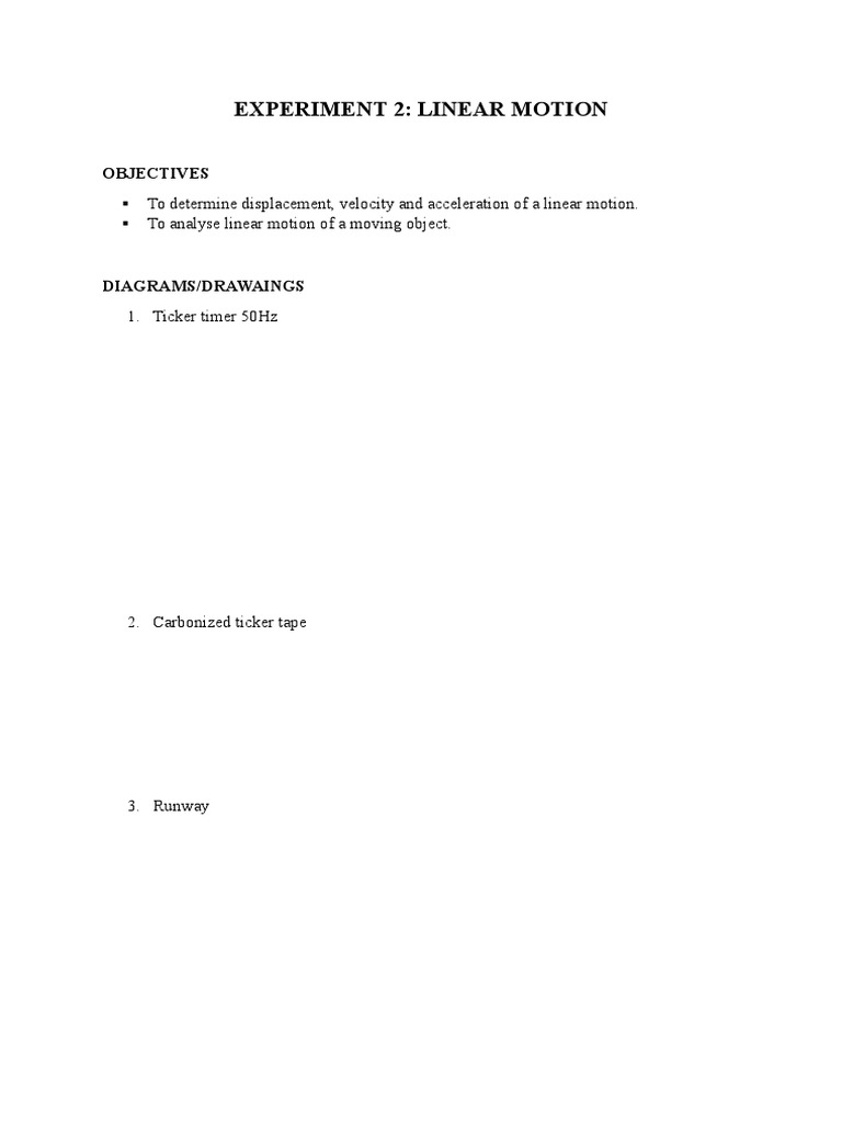 Linear Motion Experiment Analysis | PDF | Acceleration | Velocity
