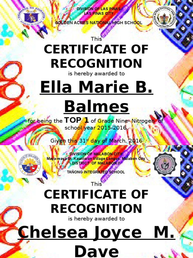Certificate For Class Recognition | PDF | Social Science