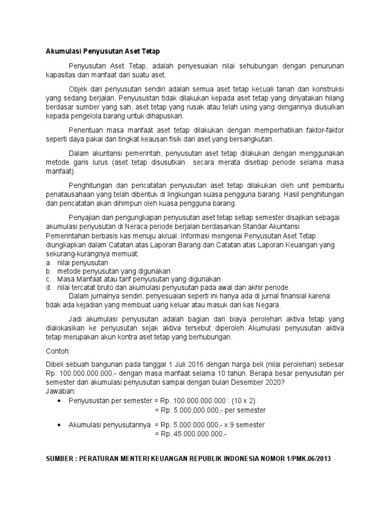 Akumulasi Penyusutan Aset Tetap | PDF | Bisnis