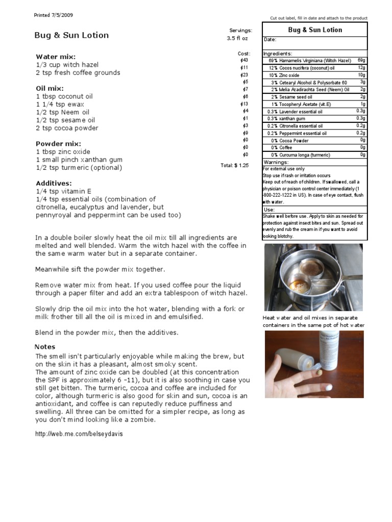 Bug and Sun Lotion | PDF